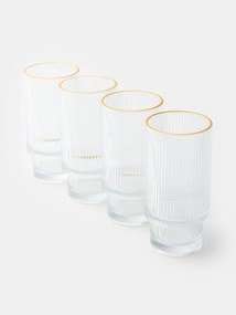 Sinsay - Sada rýhovaných sklenic se zlatým okrajem 4 pack - bílá
