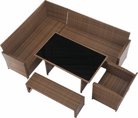 Zahradní ratanový set, šedohnědá/světle hnědá, SAGIR