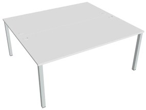 Dvojstůl pracovní rovný 180×160 cm - Hobis Uni USD 1800 Dekor stolové desky: bílá, Barva nohou: Stříbrná
