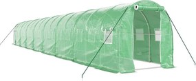 Skleník s ocelovým rámem zelený 32 m² 16 x 2 x 2 m 3188023