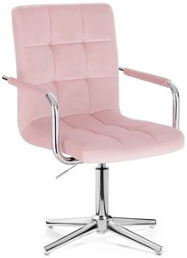 LuxuryForm DESIGN Otočná židle VERONA VELUR na stříbrném kříži - růžová