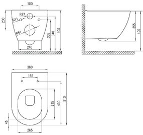 Aplomo Peonia rimless WC závěsné se sedátkem, bílá