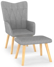 Relaxační křeslo se stoličkou světle šedé textil,  327534