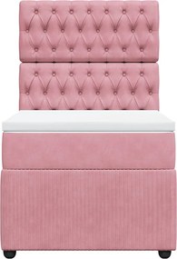 Box spring postel s matrací růžová 90x190 cm samet 3294525