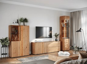 Bílý nábytek TV komoda Collodi, dub, masiv (185 cm)