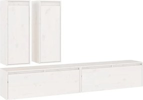 TV skříňky 4 ks bílé masivní borové dřevo 3100180