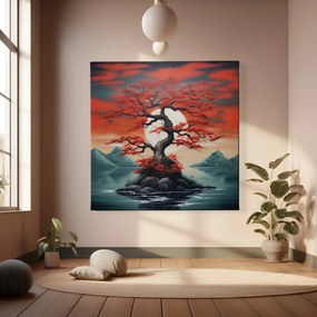 Obraz na plátně - Strom života japonský ostrůvek FeelHappy.cz Velikost obrazu: 80 x 80 cm