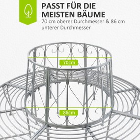 Outsunny lavička na stromy kulatá lavička 360° zahradní lavička lavička sedák lavičky na stromy kovové ∅160cm | Aosom