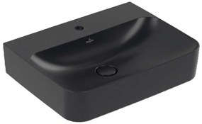 Villeroy & Boch Finion - Umyvadlo 60x47 cm, bez přepadu, otvor pro baterii, CeramicPlus, Pure Black 41686LR7