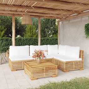 vidaXL 5dílná zahradní sedací souprava s poduškami masivní teak [3100901] Barva: Tmavě šedá