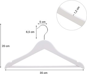 SONGMICS Dřevěné ramínko dětské bílé 35 cm 20 ks