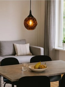 Sinsay - Retro závěsná stropní lampa se skleněným stínidlem - tmavě hnědá