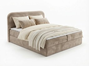 Čalouněná postel boxspring FORENA 160x200 cm béžová Matrace: Matrace Bonell pružinová