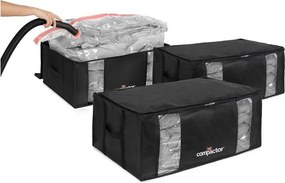 Černé vakuové plastové úložné boxy v sadě 3 ks 65x45x27 cm Black Edition – Compactor