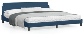 Rám postele s čelem modrý 200 x 200 cm textil