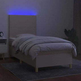 Box spring postel s matrací a LED krémová 100x200 cm textil 3135258