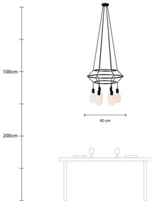creative cables Lustr cage 3 rodi se 4 závěsnými světly Barva: Matný bronz