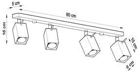 Bodové svítidlo Merida, 4x černé kovové stínítko, (možnost polohování)