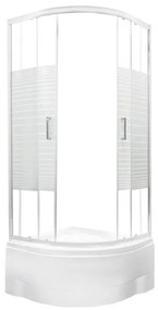 Novoterm Čtvrtkruhový sprchový kout NV-Madera 80x80 chrom/potisk + vanička vysoká