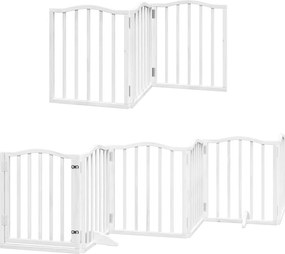 Zábrana pro psy s dvířky skládací 15 panelů bílá 750 cm topol 3155593