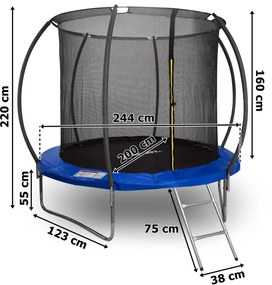 Trampolína se sítí a žebříkem HENZEN 244 cm modrá