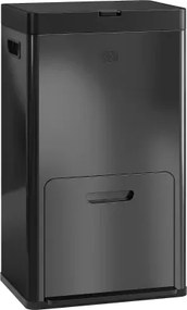 HOMCOM obdélníkový odpadkový koš s pedálem, kuchyňský odpadkový koš 56 l, 3 přihrádky, Soft-Close, nerezová ocel, 45,7 x 35,8 x 76 cm černý