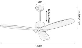 ZEVENTI - Stropní ventilátor CUENCA Wi-Fi Tuya černá/dub + DO