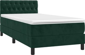 Box spring postel s matrací a LED tmavě zelená 80x200 cm samet 3134552