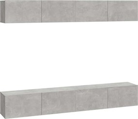 Nástěnné TV skříňky 4 ks betonově šedé 100 x 30 x 30 cm 3114193