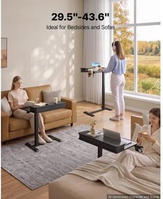 Noční stolek 700 × 500 mm, Stojící vozík s 2vrstvou deskou VEVOR
