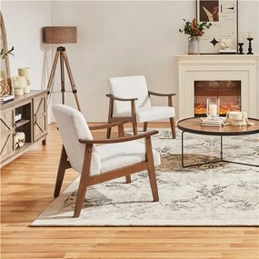 Křeslo Yaheetech – slonová kost, 62 cm (šířka) × 70 cm (hloubka) × 74 cm (výška), polyester (257085695831)