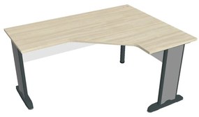 Stůl ergo lomený levý 160×120/60 cm - Hobis Cross CEV 60 L Dekor stolové desky: akát, Dekor lamino podnože: bílá, Barva nohou: černá