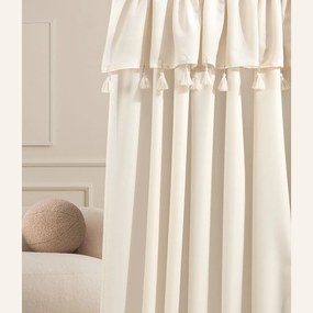 Room99 Hotový závěs na kroužcích s třásněmi Astoria Jednobarevný Barva: Bělošedá, Velikost: 140 x 260 cm