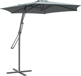 Outsunny odkloněný závěsný slunečník Ø 293 cm – boční páka, křížová podstava, voděodolný, větrací otvor, UV ochrana, tmavě šedý | Aosom
