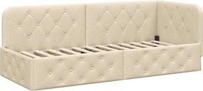 Rohový rám postele Krémová 80 x 200 cm textil 3394035