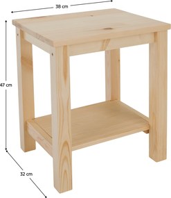 Noční stolek, masív/přírodní, FOSIL