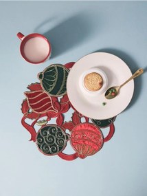Sinsay - Vánoční prostírání s motivem vánočních baněk - červená