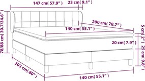 Box spring postel s matrací růžová 140x200 cm samet 3127498