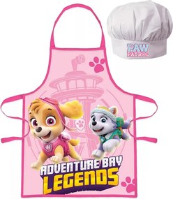 Dětská / dívčí zástěra s kuchařskou čepicí Tlapková patrola - Paw Patrol - s obrázkem Skye a Everest - pro děti 3 - 8 let