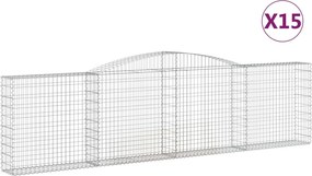 Klenuté gabionové koše 15ks 400x30x100/120cm pozinkované železo 3146875