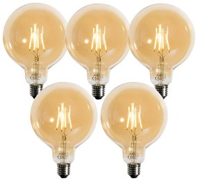 Sada 5 stmívatelných LED žárovek E27 zlatých G125 4.9W 450 lm 2200K