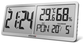 ELDONEX ECL-1110-SL - Digitální nástěnné hodiny TimeCheck 4xAA stříbrná