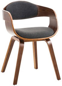 Jídelní židle Egdware - dřevo a látkový potah | ořech a tmavě šedá