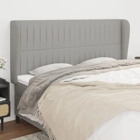 Čelo postele typu ušák světle šedé 203x23x118/128 cm textil 3118216