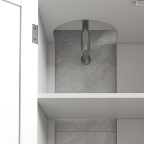 Kleankin Dřevěná Skříňka Pod Umyvadlo s Podstavcem, 2 Dveře a Nastavitelné Policemi, Bezpečnostní Zajištění, Moderní Design, Nosnost 31 kg, 90x30x60 …