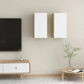 vidaXL TV stolky 2 ks 30,5 x 30 x 60 cm dřevotříska [803339] Barva: bílá a dub sonoma