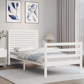 vidaXL Rám postele s čelem 100 x 200 cm masivní dřevo [3195019] Barva: Bílá