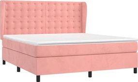 Box spring postel s matrací růžová 160x200 cm samet 3129464