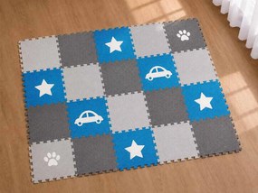 Pěnová podlaha puzzle 20 dílů MODRÉ AUTO