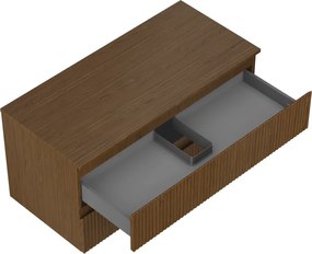 Mexen Rivel, koupelnová skříňka 100 cm s horní částí, 2 zásuvky, drážkovaná, ořech, 91A20-10047-2-BFFC86